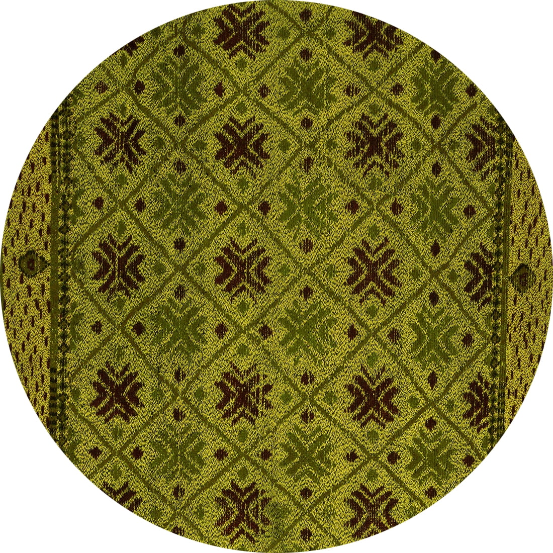 Ahgly Company Indoor Round Abstract Yellow Modern Area Rugs, 7' Round ...