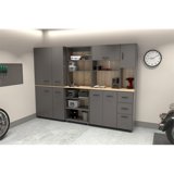 Inval Proforte 3-Piece Garage Cabinet Set, Dark Gray and Maple ...