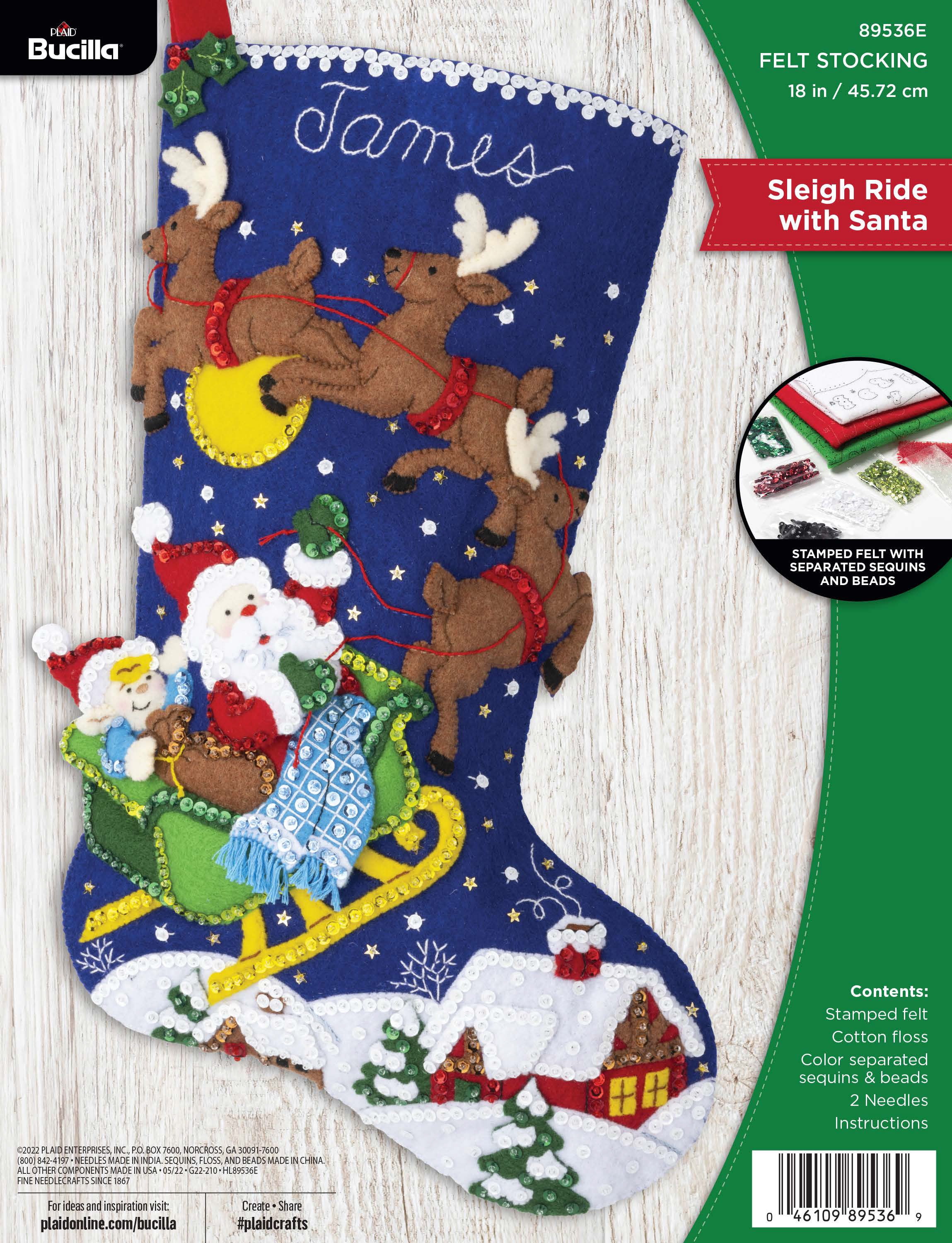 Bucilla Felt Applique 18" Christmas Stocking Kit, Sleigh Ride with ...