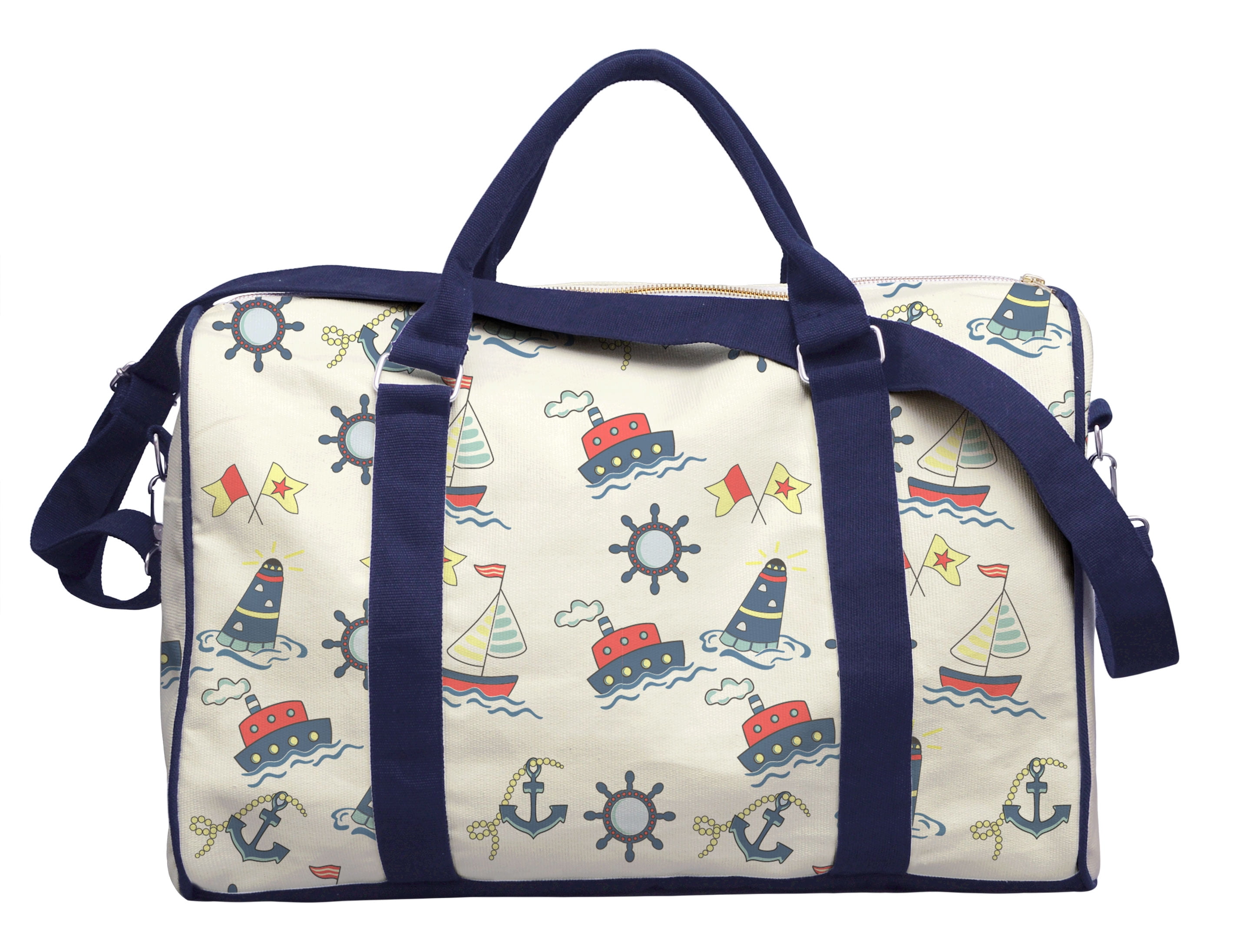Vietsbay Sea, Ship and Lighthouse Print Oversized Canvas Duffle Luggage ...