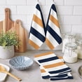 3 Pack Orange Navy Blue Striped Kitchen Towels Modern Abstract ...
