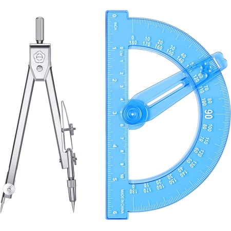 Student Geometry Math Set, Drawing Compass and 6 Inch Blue Swing Arm ...