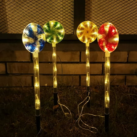 Solar Led Candy Cane Pathway Lamp 8 Modes Outdoor Lollipop Lights For ...