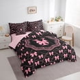 Catabedysis Pink Bowknot Monogrammed Print 7pcs Queen Bedding,Initial ...