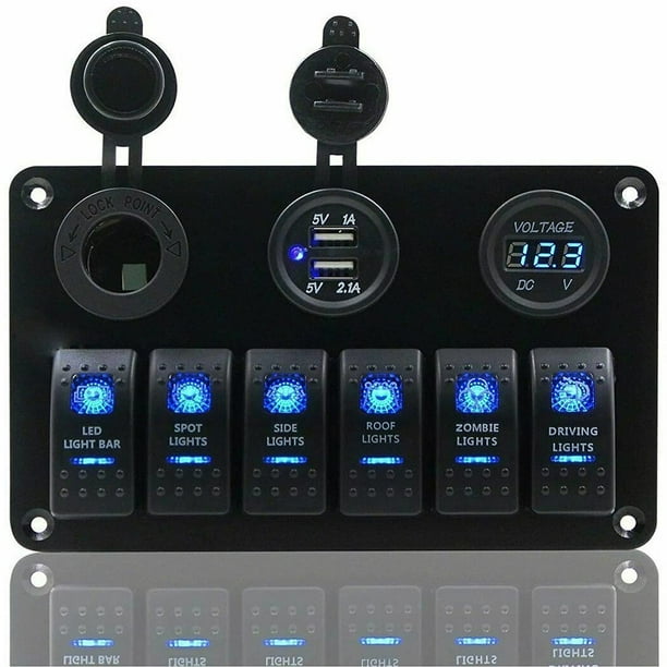 Geloo Universal 6 Gang Toggle Switch Panel with LED Digital Voltmeter ...