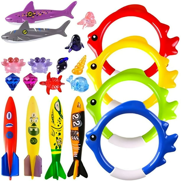 Diving Game Kit Swimming Pool Toys Dive Rings Diving Sticks Pool Fish ...
