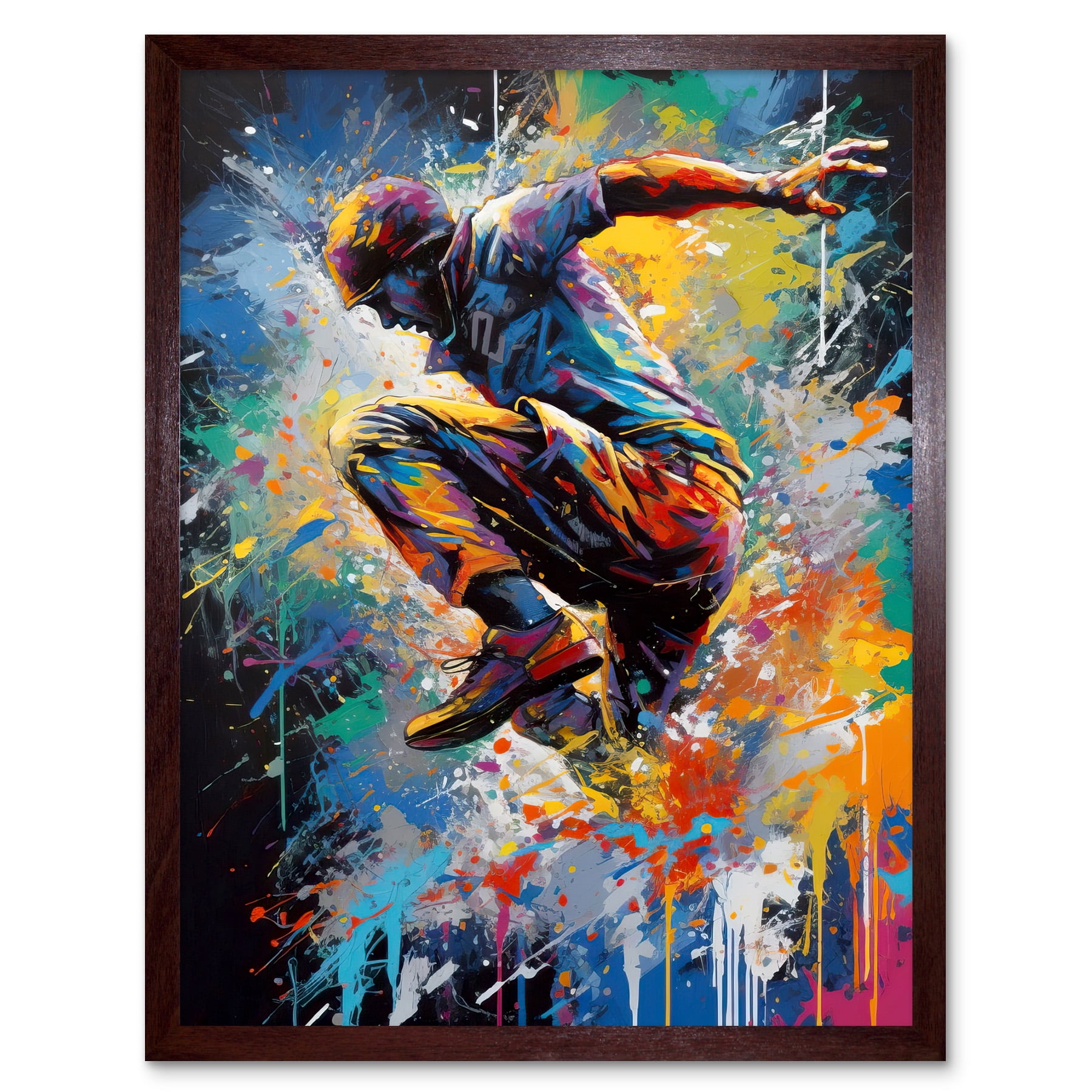 Parkour Paint Splat Portrait Jump Action Shot Art Print Framed Poster ...