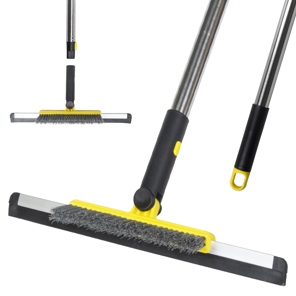 Muling Floor Squeegee Scrubber with Grout Brush,54" Floor Brush with ...