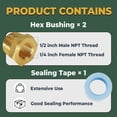 BDKWID-Brass Pipe Fittings 2 PCS, 1/2 Inch NPT Male X 1/4 Inch NPT ...