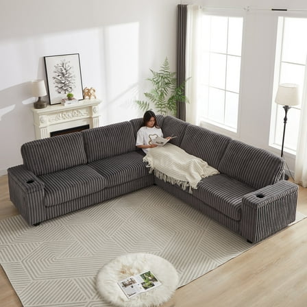 Miekor Modern Sectional Cloud Sofa with Console,USB Charging Port ...