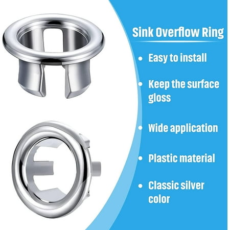 Sink Overflow Ring Round Sink Hole Overflow Cover Basin Trim Overflow Drain Plug Cover Insert ...