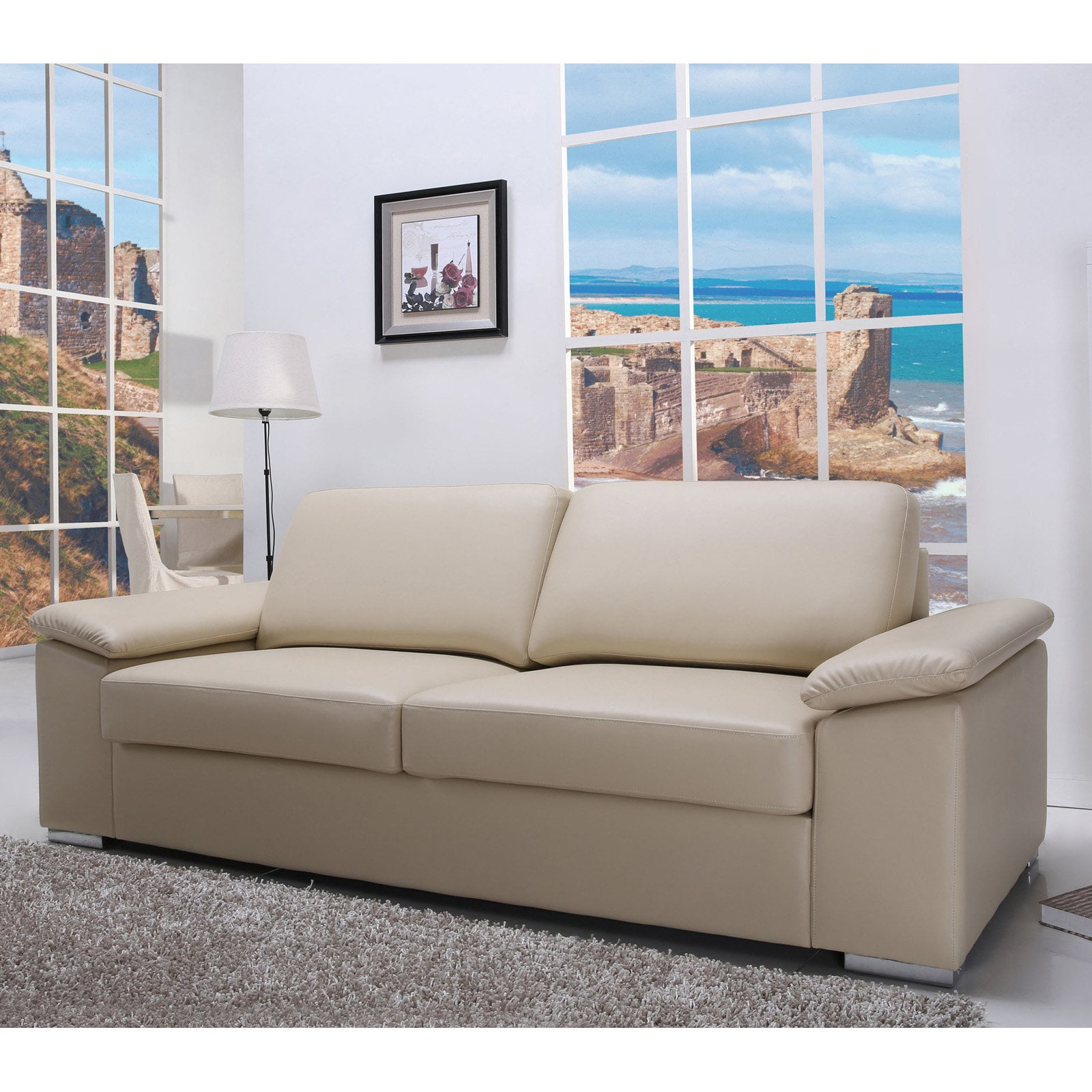 Gold Sparrow Hampton Leather Sofa - Walmart.com