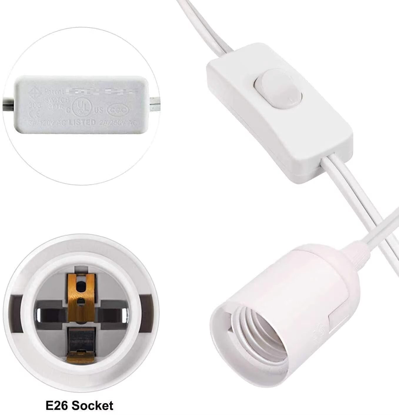 Plug In Hanging Light 20ft Pendant Light Cord Kit With On/Off Switch ...