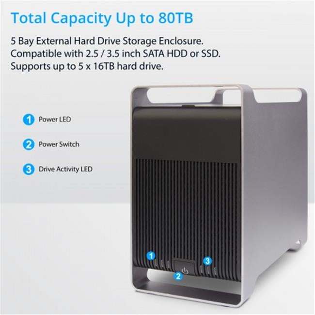 SYBA 5 Bay 2.5 in. & 3.5 in. SATA HDD External USB 3.0 eSATA RAID Hard ...