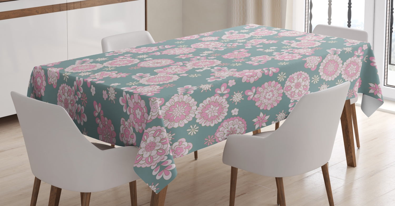 Ambesonne Floral Tablecloth Rectangular Table Cover, Romantic Pastel ...