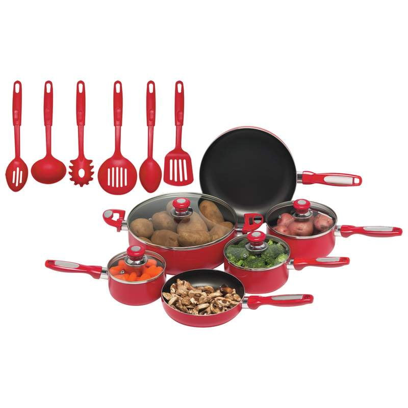 Chef' s Secret® 16pc Red Aluminum Cookware Set - Walmart.com