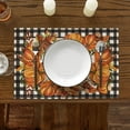 Smile Buffalo Check Plaid Fall Table Placemats 12 x 18 Set of 6, Harvest Thanksgiving Pumpkins ...