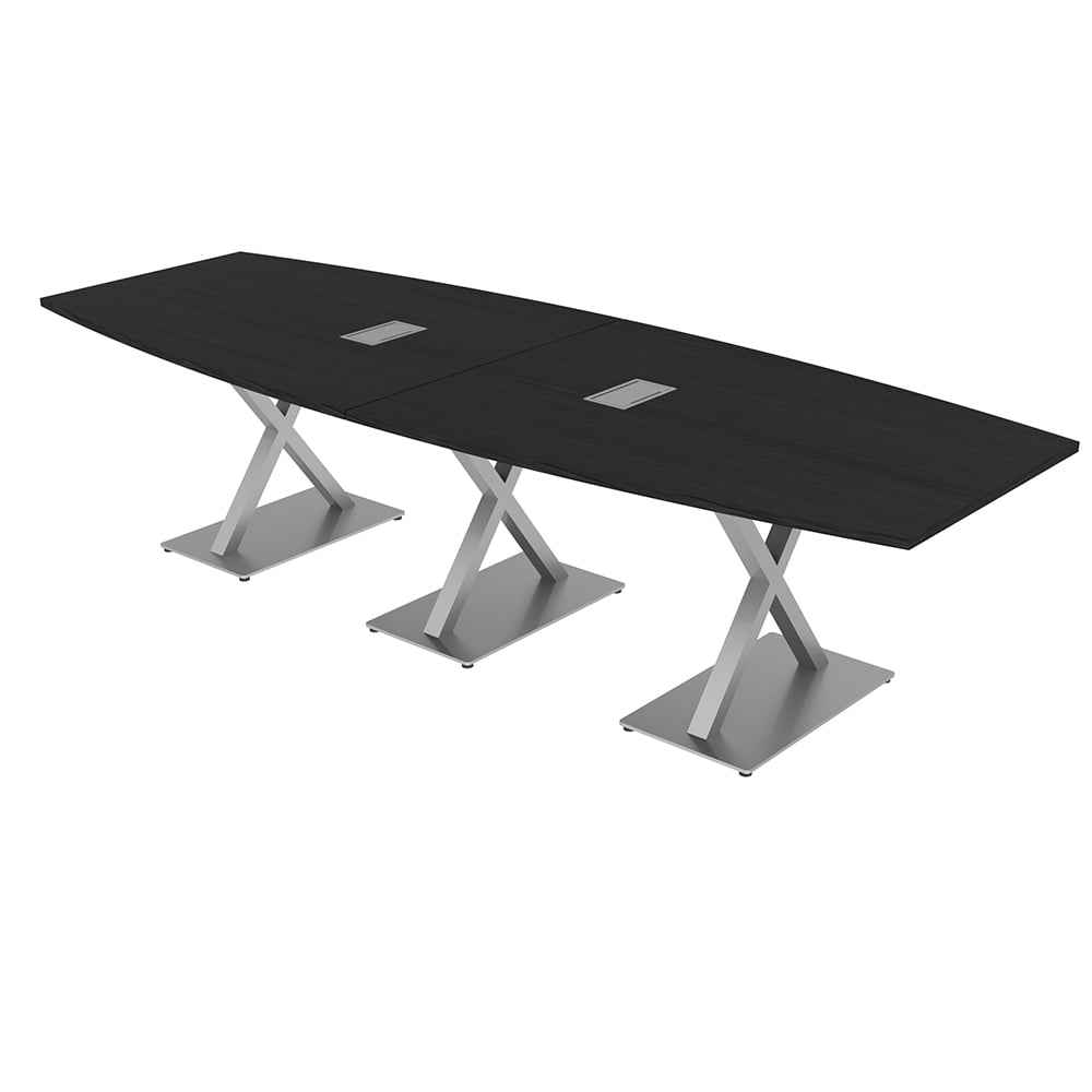 10' Modular Boat Shaped Conference Table With X Bases Power And Data ...