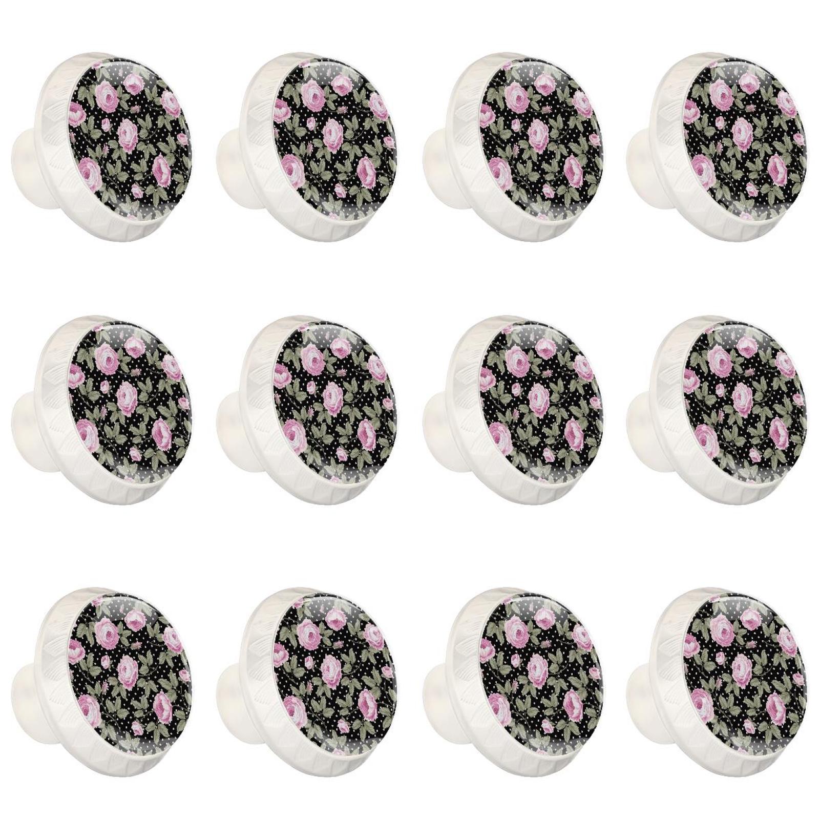 12 Pcs roses floral Knobs for Kitchen Cabinet Cupboard Dresser Bookcase Drawer Pulls Handles ...