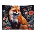 Chilfamy Fox Flowers Leaves Polyester Wall Tapestry Anti Wrinkle Art ...