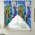 Abstracts Painting Buildings Swag Curtain Valance for Window 2 Panels ...