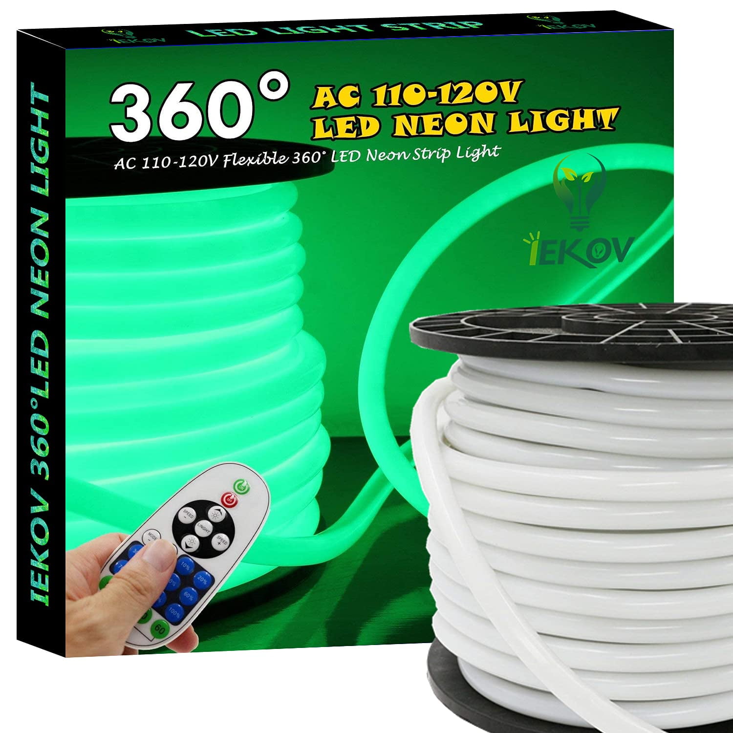 [Upgrade] 360° LED NEON Light, ™ AC 110-120V Flexible 360 Degree LED ...