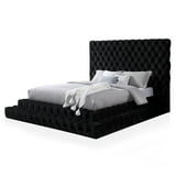 FOA Biron 3pc Black Fabric Upholstered Bedroom Set - Queen + 2 ...