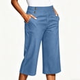 Avirosel Women's Casual High Waist Wide-Leg Denim Cropped Pants with ...