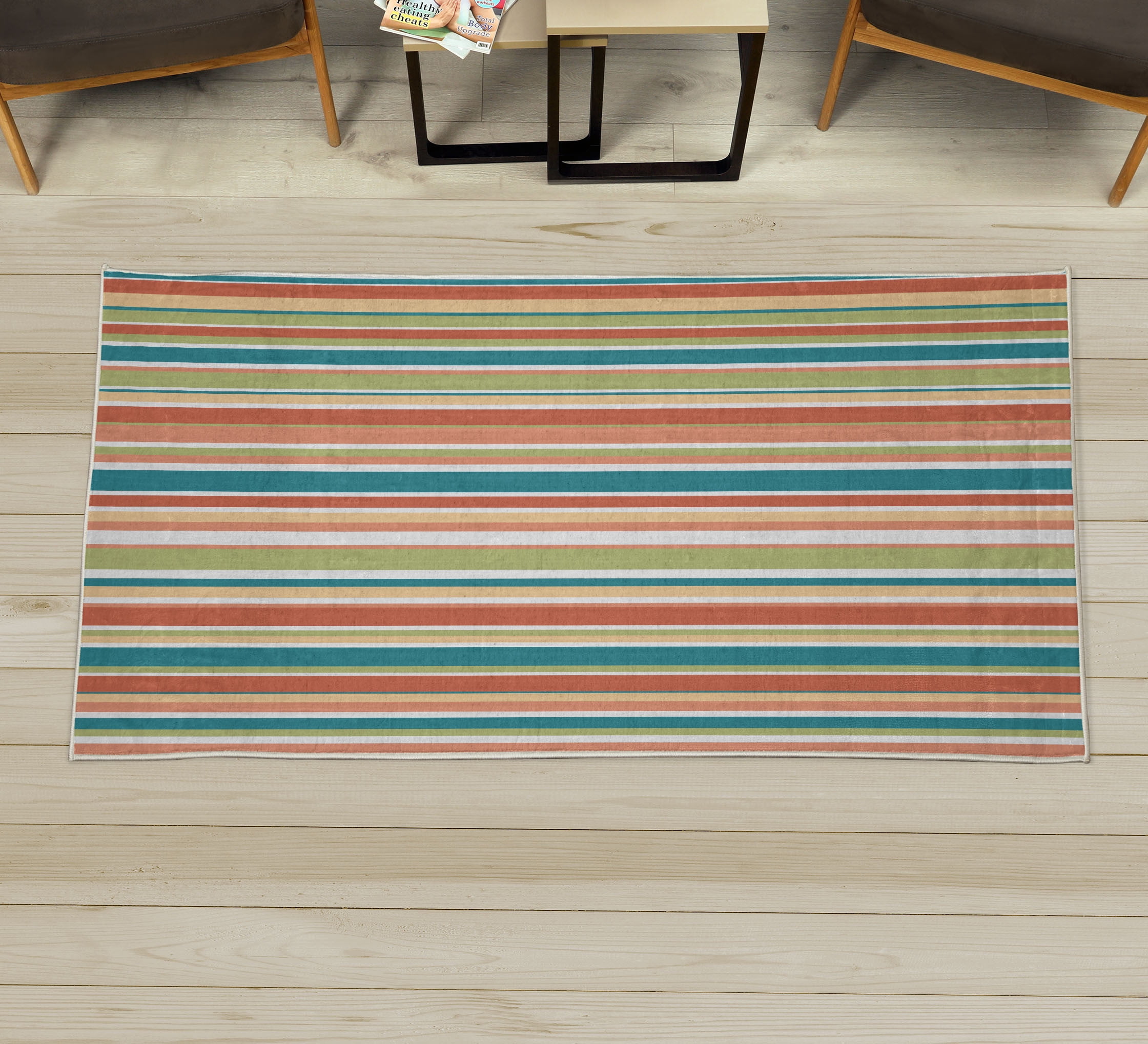 Pastel Decorative Rug, Vertically Striped Pattern Different Color ...