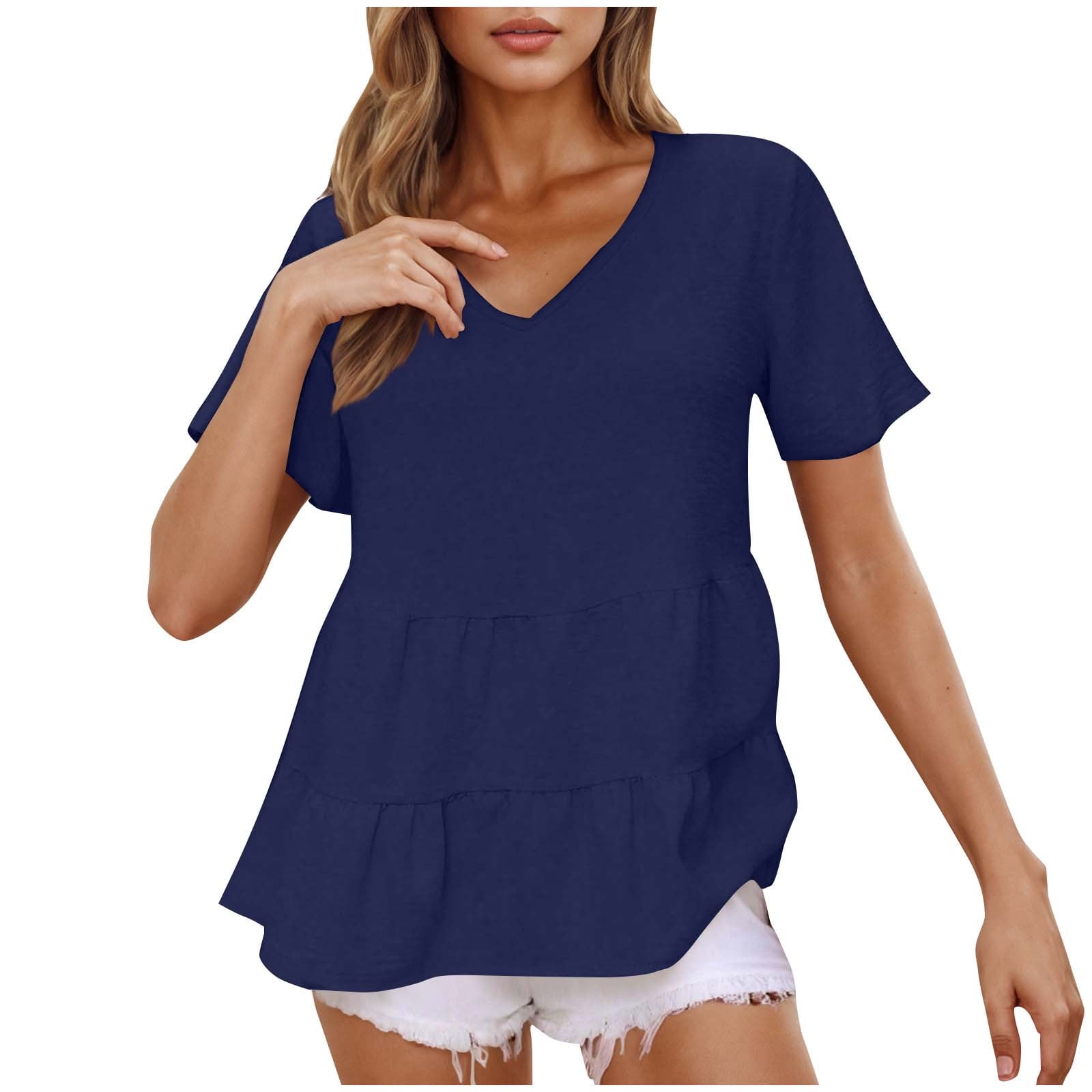 Click here for Yuyuzo Blouses For Women V Neck Summer T-Shirt Sol... prices