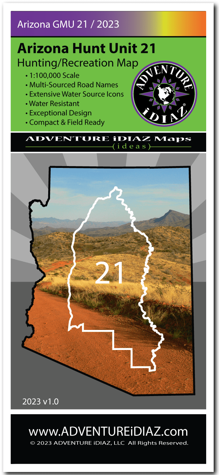 ADVENTURE iDIAZ - Arizona Hunt Unit 21 Map - Hiking, Hunting, Recreation Map - Walmart.com