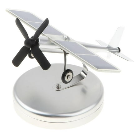 Metalwork Solar Powered Propeller Rotating Plane Car Ornament Showcase ...