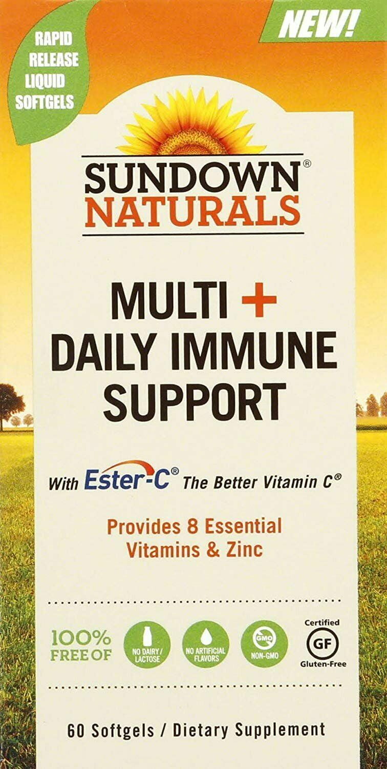 Sundown Natural Multi Daily Immune Support, Vitamins & Zinc, 60ct, 4 ...