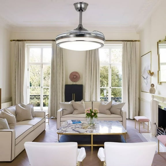 "FINE MAKER 42"" Crystal Ceiling Fan, Light, Retractable, 3 Color 3 ...