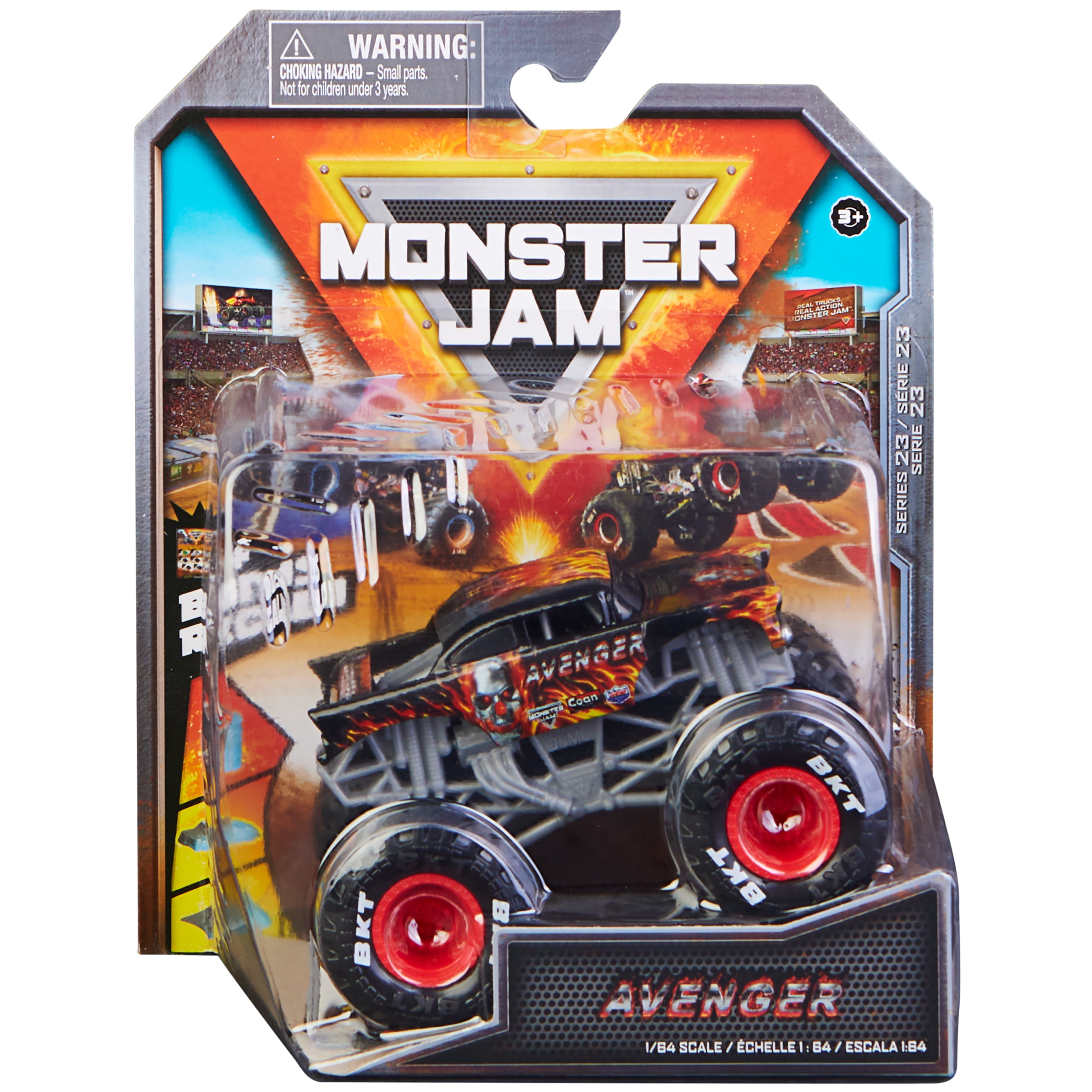 Monster Jam 1:64 Avenger Fire Monster Truck, Arena Favorites Series ...