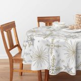 Smile Christmas Tablecloth 60 Inch Round, Simple Snow Stick Figure ...