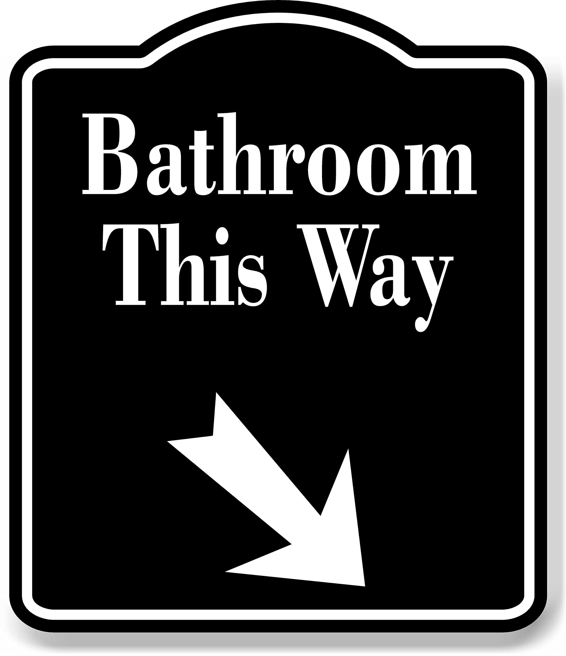 Bathroom This Way 45 Degree Down Right Arrow BLACK Aluminum Composite ...