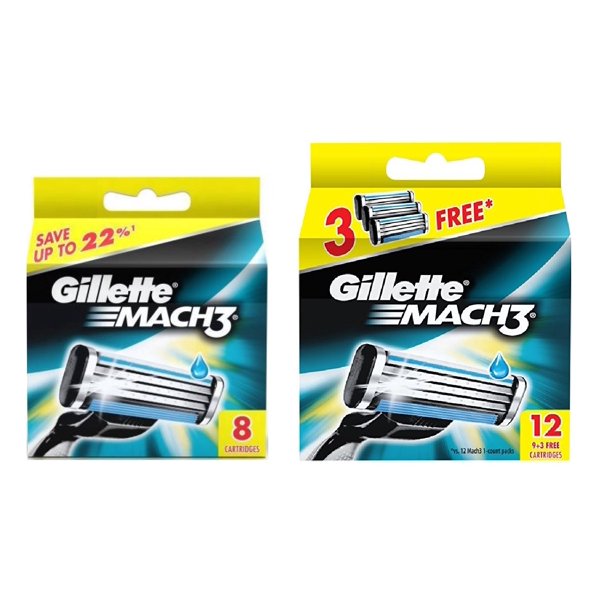 Gillette Mach3 Refill Razor Blade Cartridges, 20 Count (8ct+12ct ...