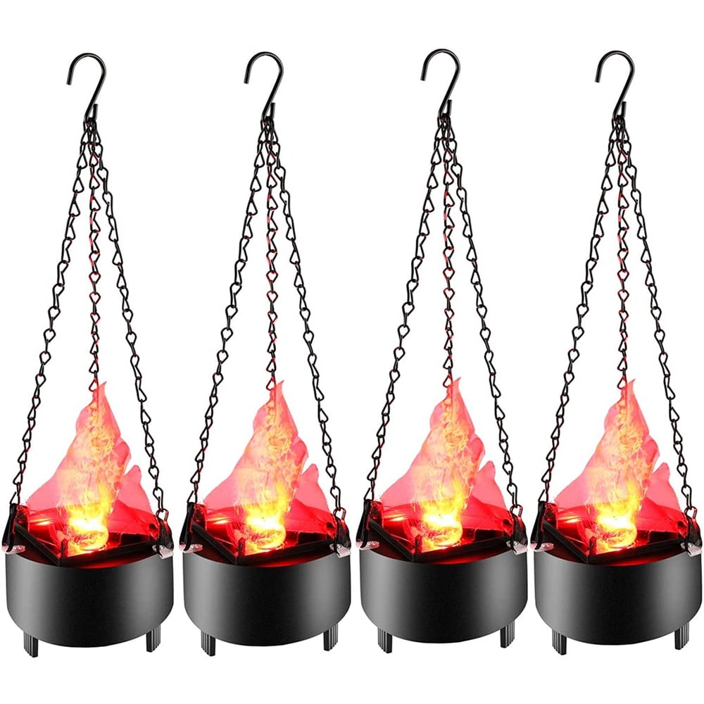 CJC 3D Fake Fire Light Set of 4, Hanging LED Flame Lights, Realistic ...
