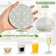 6 Pcs Woven Drink Coasters Set with Metal Stand, Blue and White Polka ...