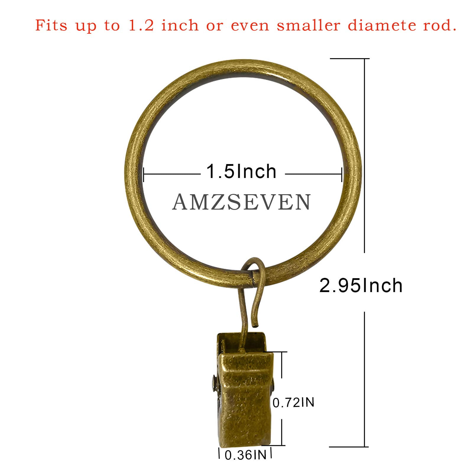 40 Pack Metal Curtain Rings with Clips, Drapery Clips Hooks, Decorative ...