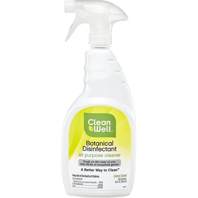 CleanWell Botanical Disinfectant All-Purpose Cleaner, Lemon Scent 26 oz ...
