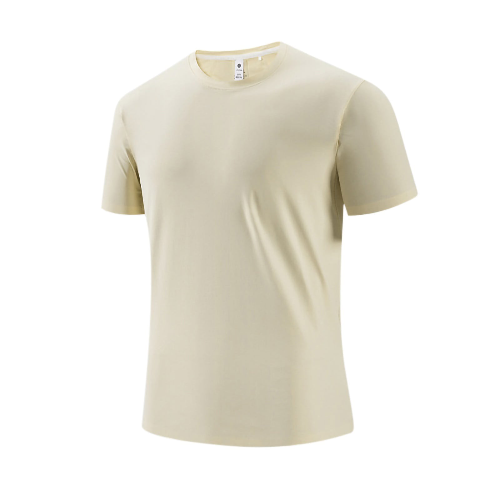 Playeras Elvqul Hombre Beige Liso Casuales Manga Corta con Solapa Gym ...