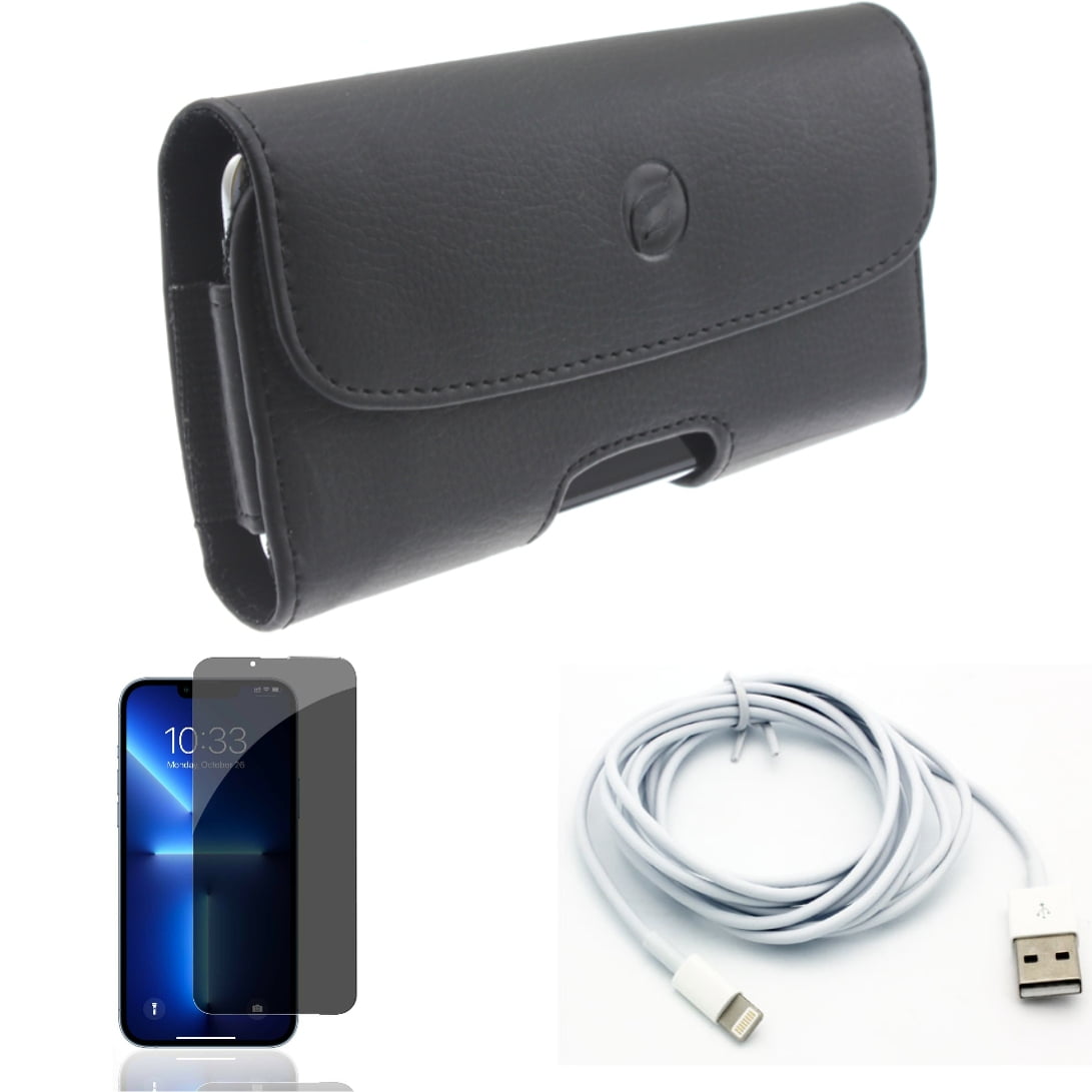 Privacy Screen Protector & 6ft USB Cable & Case Belt Clip for iPhone 13 ...