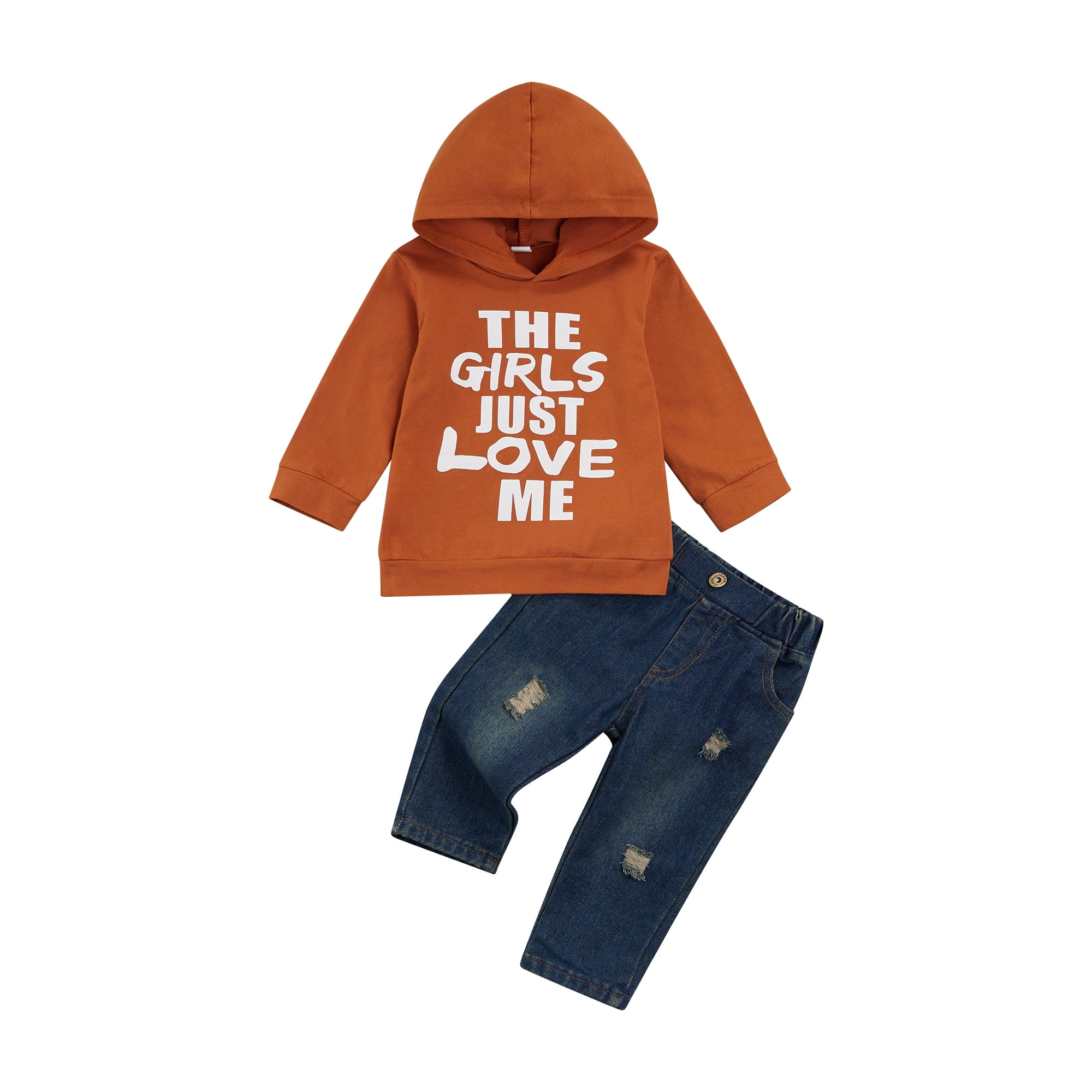 Click here for Faroot Baby Hooded Sweater + Jeans  Letter Printin... prices