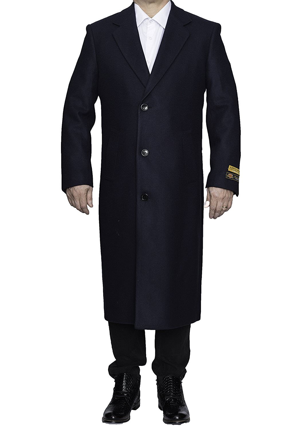 Alberto Nardoni Navy Blue Wool Blend Luxury Overcoat Topcoat Full ...