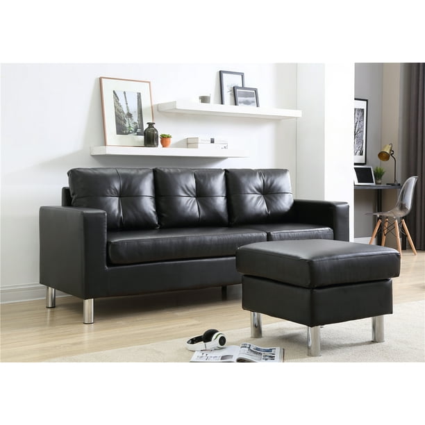 Braxton Small Space Convertible Sectional, Black color - Walmart.com
