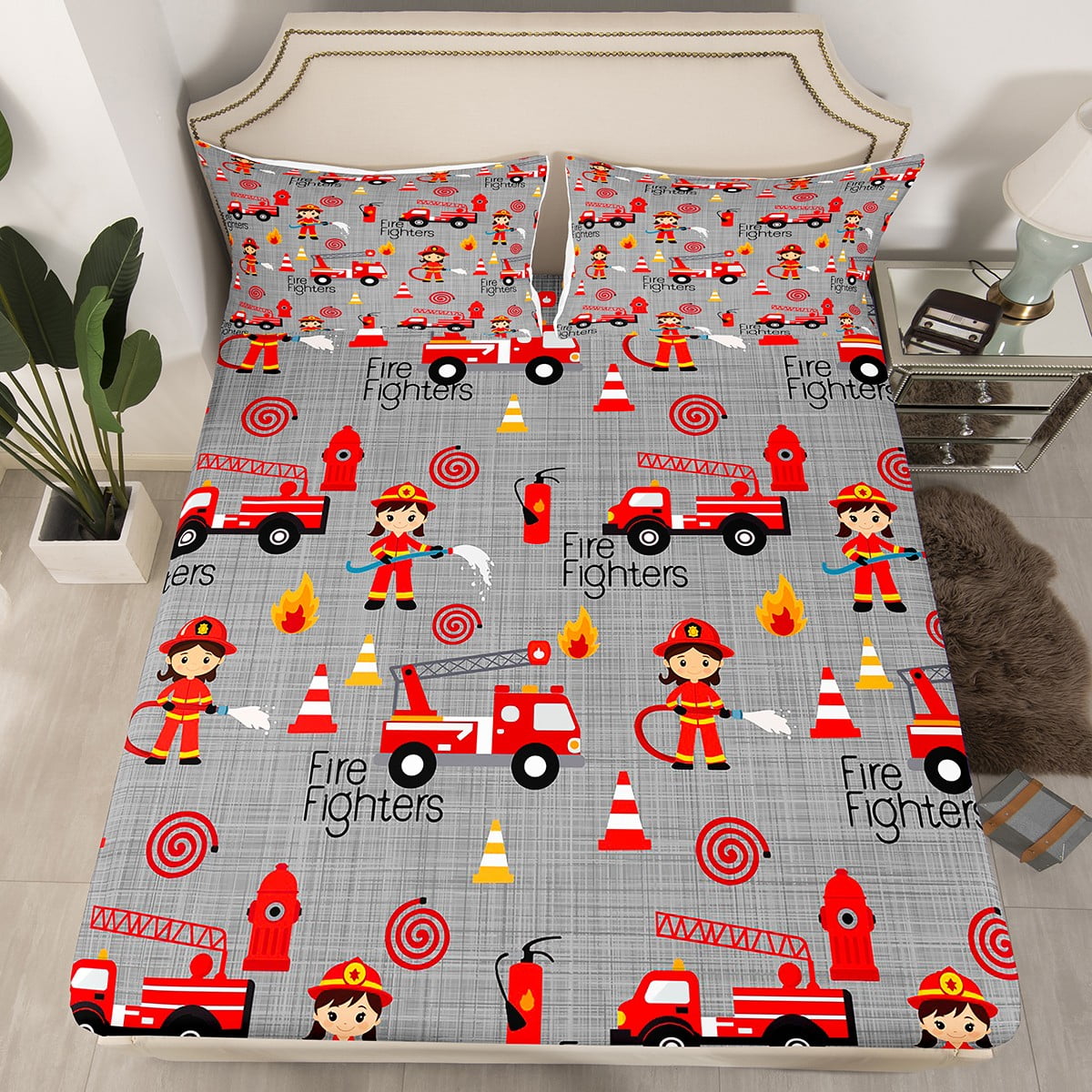 Click here for Erosebridal Fire Truck Fitted Sheet Set Twin firef... prices