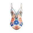 2026 New Women's Bohemian Floral Print One-Piece Swimsuit with Matching ...
