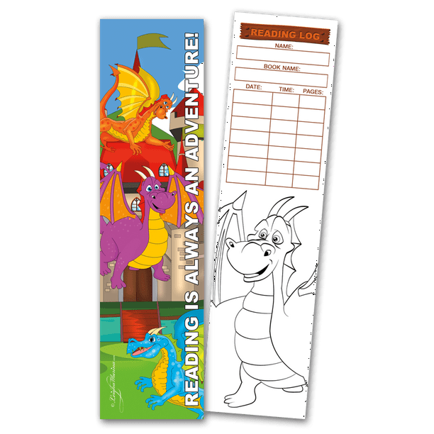 Dragons 'Reading is Always an Adventure!' Coloring Bookmarks with ...